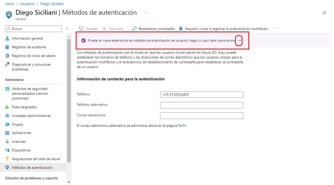 Actualizar Número Autenticación MFA